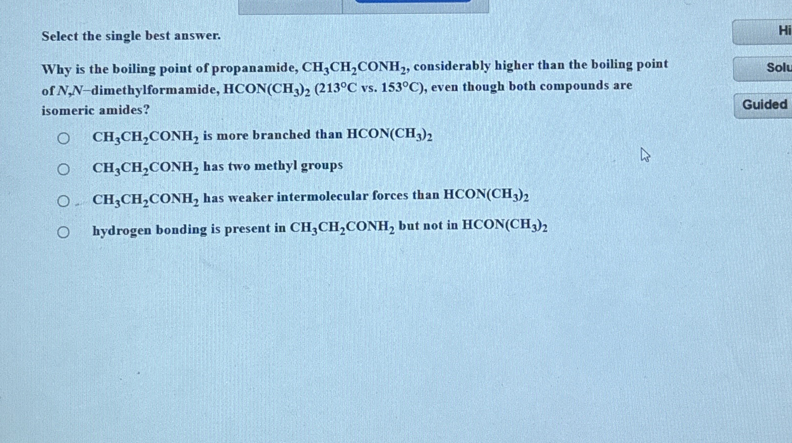 Solved Select the single best answer.Why is the boiling | Chegg.com