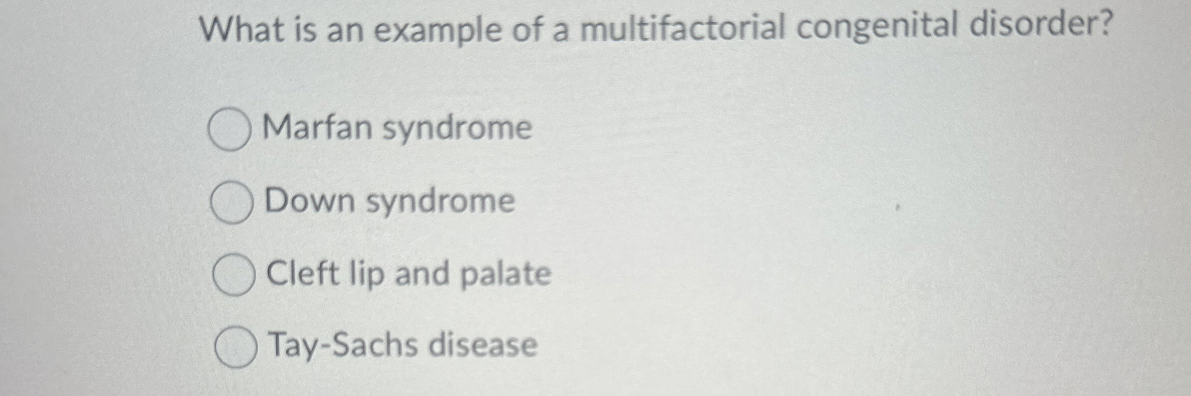Solved What is an example of a multifactorial congenital | Chegg.com