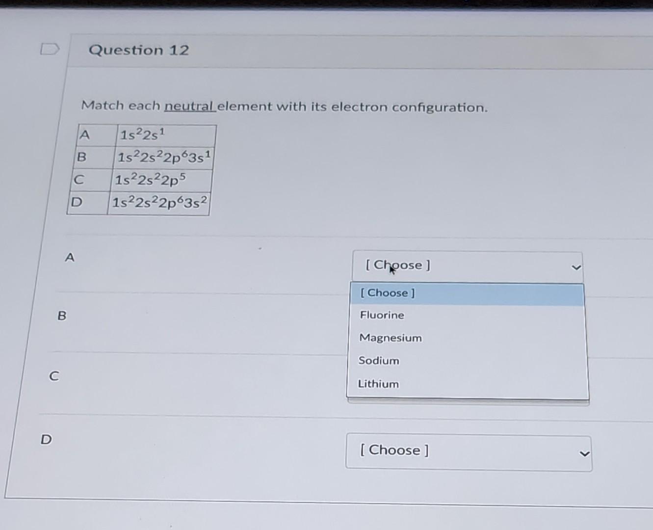 Solved Match each neutral element with its electron | Chegg.com
