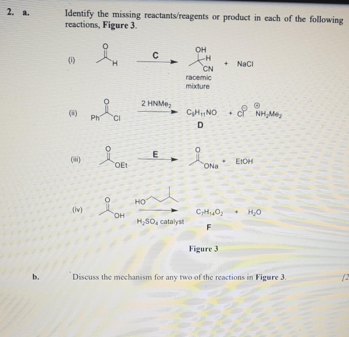 Solved 2. a. Identify the missing reactants/reagents or | Chegg.com