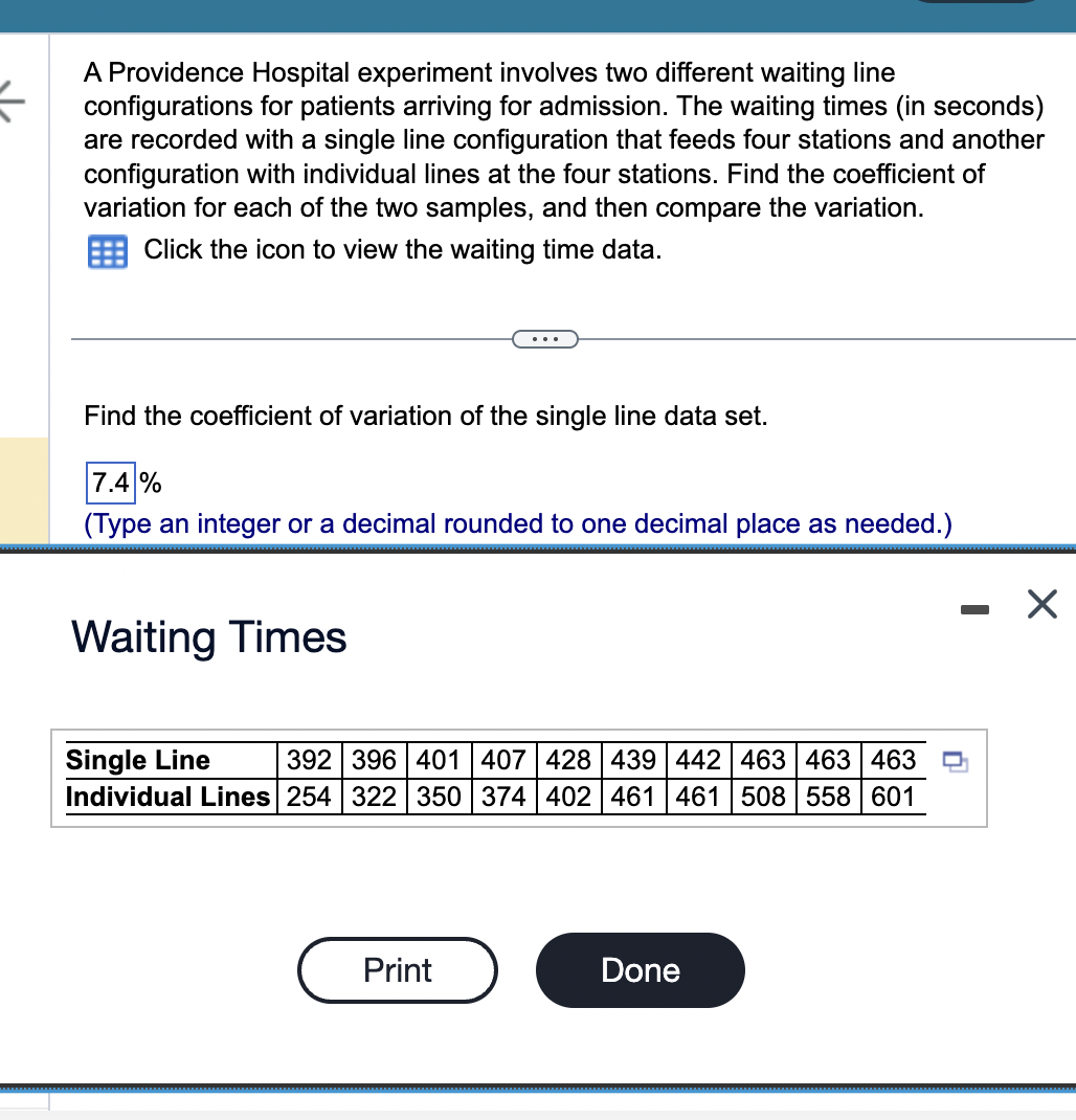 Solved find the coefficients of variation of the single line | Chegg.com