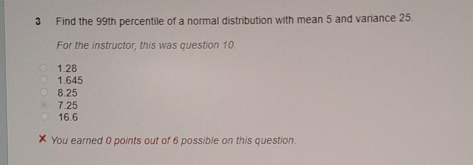 Solved 3 Find the 99th percentile of a normal distribution | Chegg.com