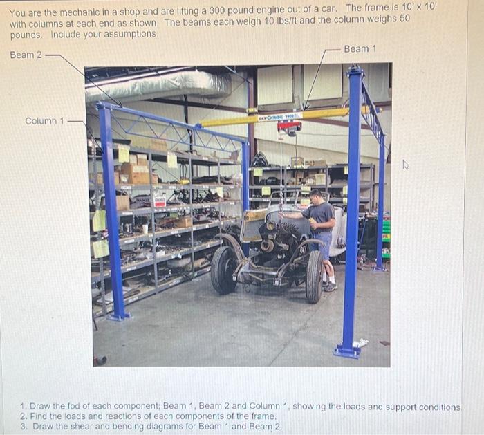 Solved You are the mechanic in a shop and are lifting a 300 | Chegg.com