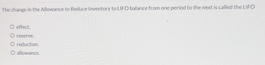 Solved The change in the Allowance to Reduce Inventory to | Chegg.com