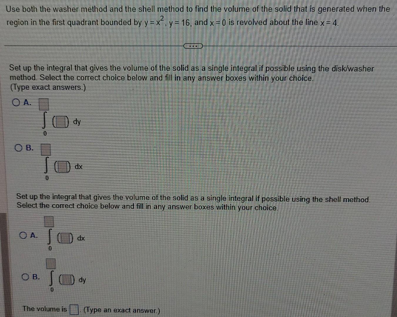 Solved Use both the washer method and the shell method to | Chegg.com