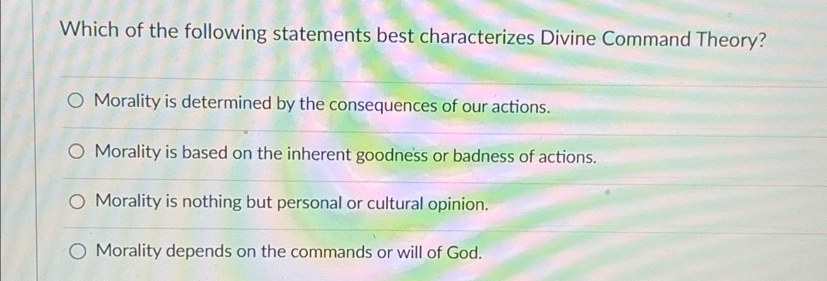 Solved Which of the following statements best characterizes | Chegg.com