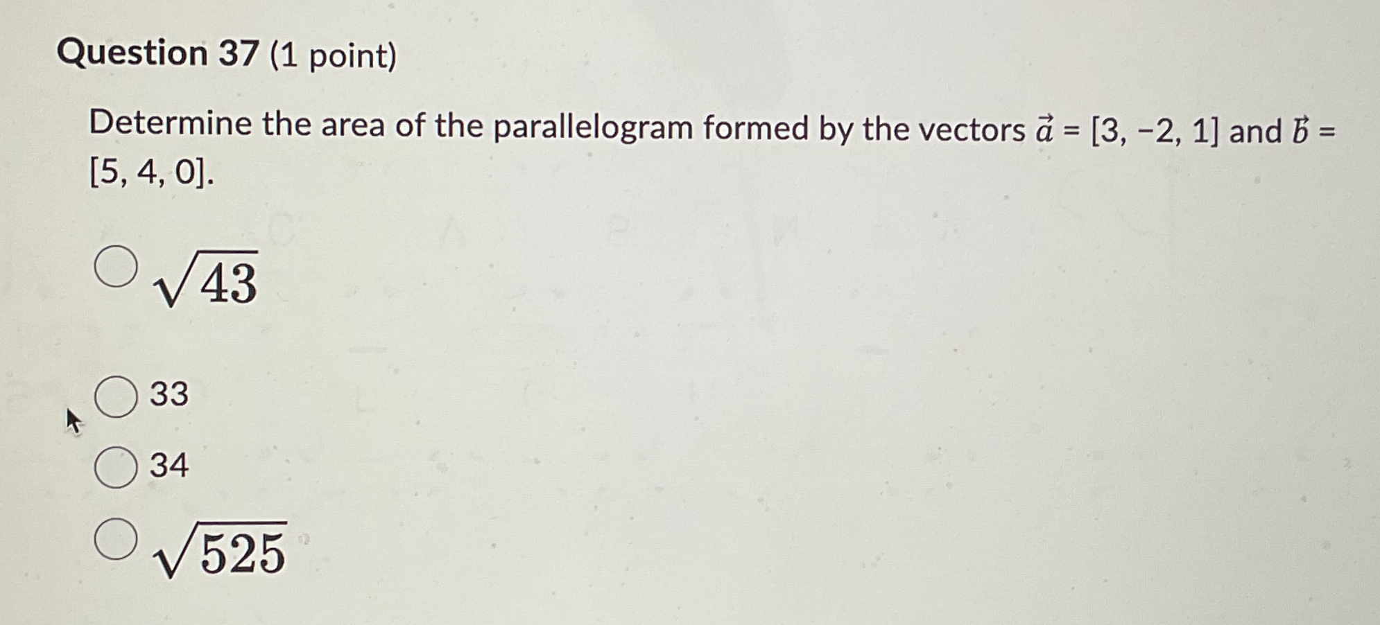 Solved Question 37 (1 ﻿point)Determine the area of the | Chegg.com