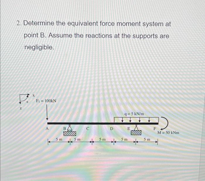 Solved 2. Determine the equivalent force moment system at | Chegg.com