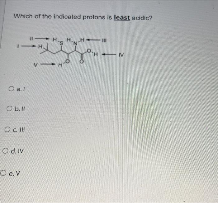 Solved Which of the indicated protons is least acidic? H-s | Chegg.com