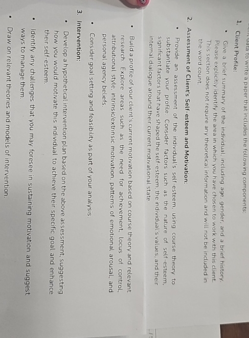 Solved Client Profile:Give a brief summary of the | Chegg.com