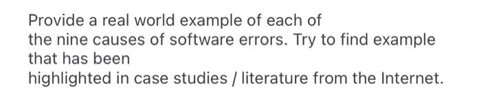 Solved Provide a real world example of each of the nine | Chegg.com