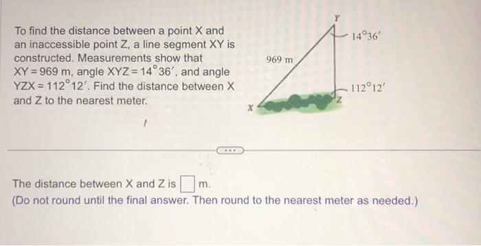 Solved To find the distance between a point X and an | Chegg.com