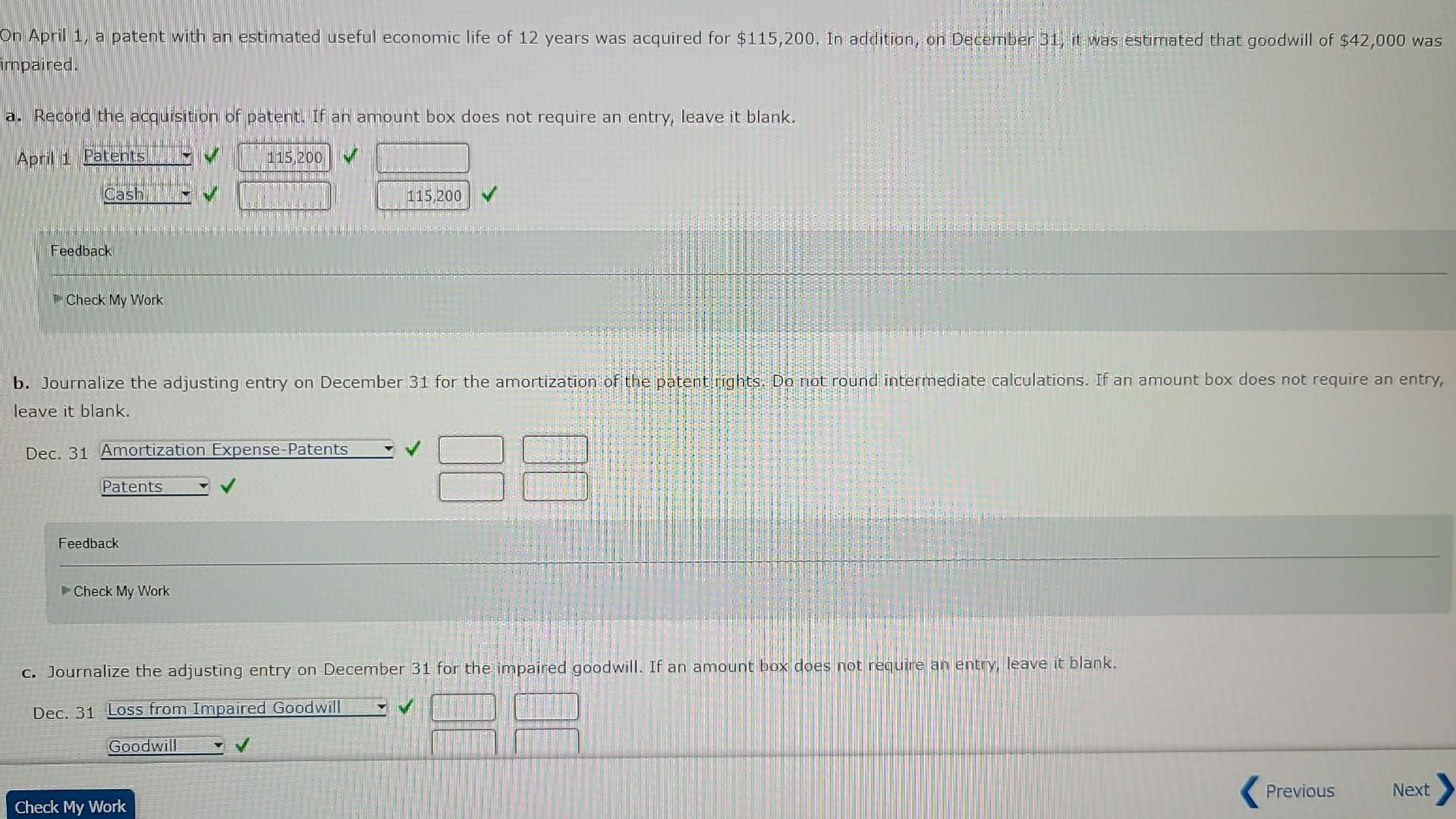 Solved April 1, a patent with an estimated useful economic | Chegg.com