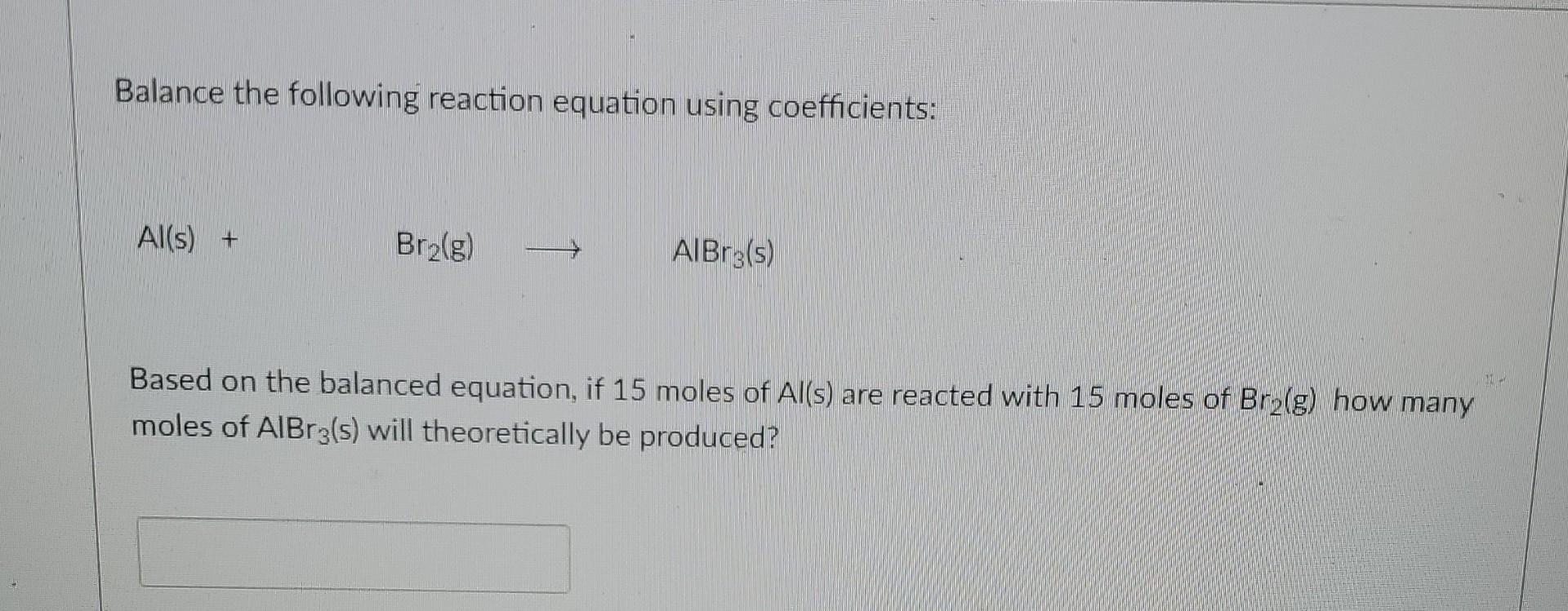 Solved Balance The Following Reaction Equation Using