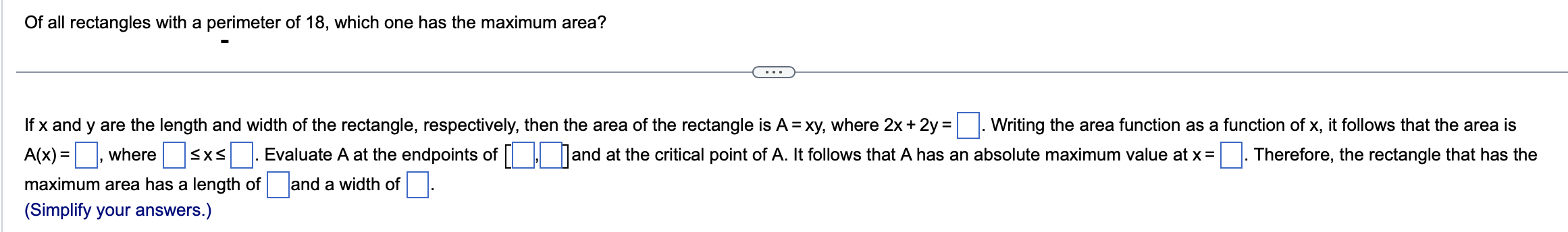 Solved Of all rectangles with a perimeter of 18 , ﻿which one | Chegg.com