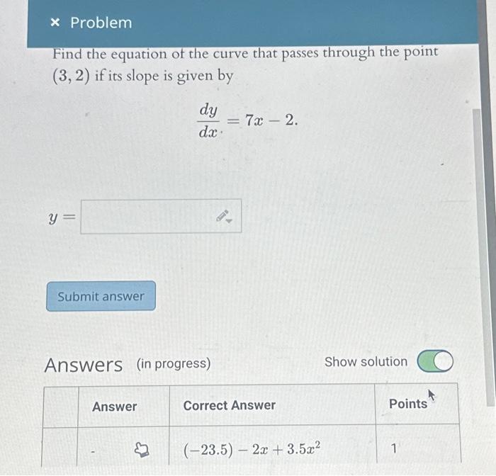 Find the equation of the curve that passes through | Chegg.com