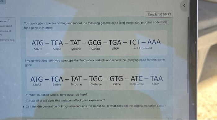 Solved You genotype a species of Frog and record the | Chegg.com