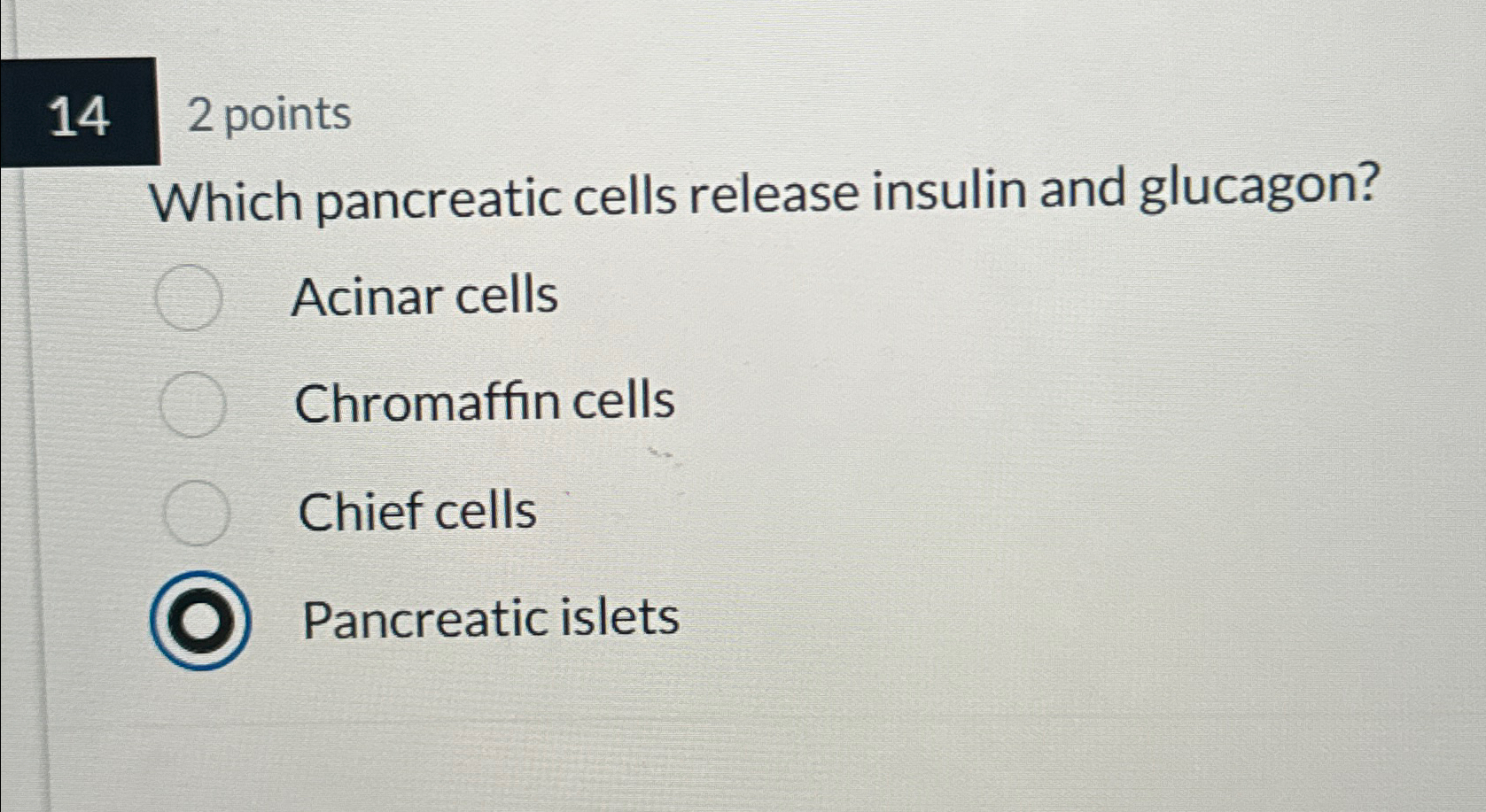 Solved 2 pointsWhich pancreatic cells release insulin and | Chegg.com Solved 2 pointsWhich pancreatic cells release insulin and | Chegg.com