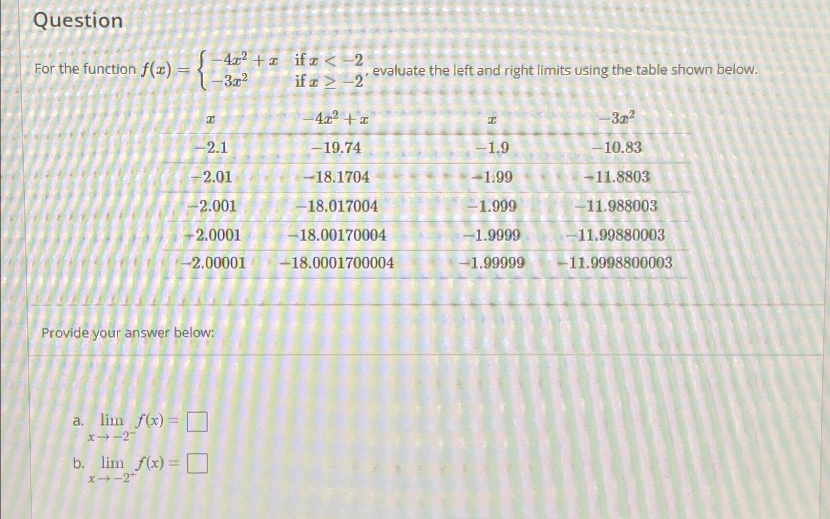 Solved QuestionFor the function | Chegg.com