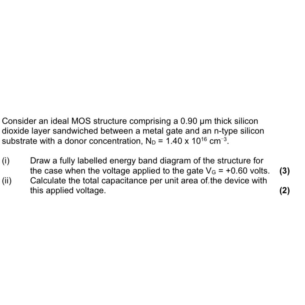 Solved Consider an ideal MOS structure comprising a 0.90μm | Chegg.com