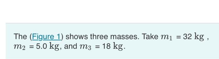 Solved The (Figure 1) shows three masses. Take m1=32 kg, | Chegg.com