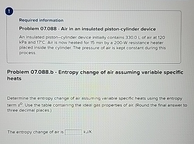 Solved (1)Required informationProblem 07.088 - ﻿Air in an | Chegg.com