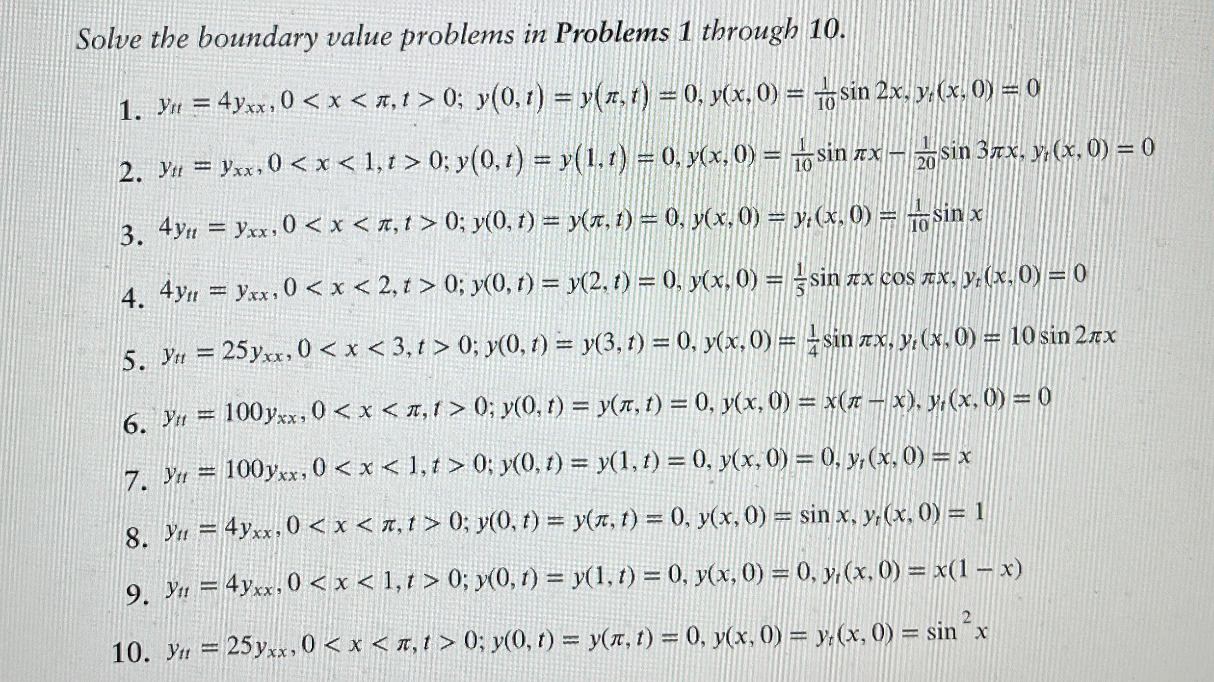 Solved #6 ﻿and 10 ﻿pleaseSolve the boundary value problems | Chegg.com