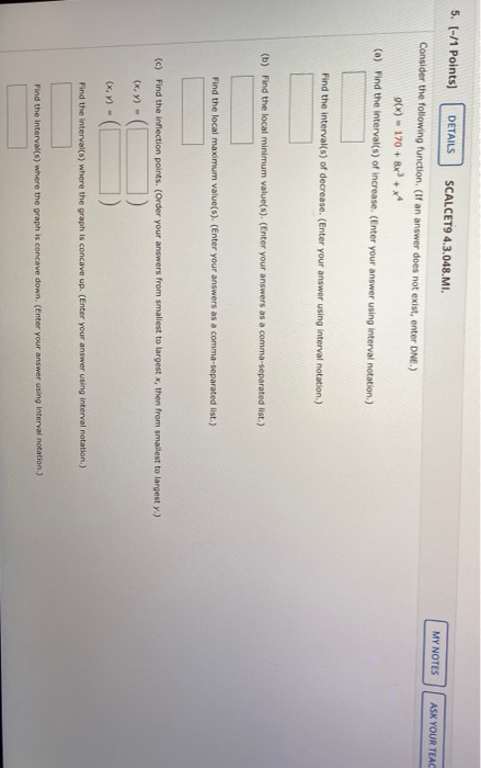 Solved 4.3 Homework - Derivatives, Shape of a Graph - Math | Chegg.com