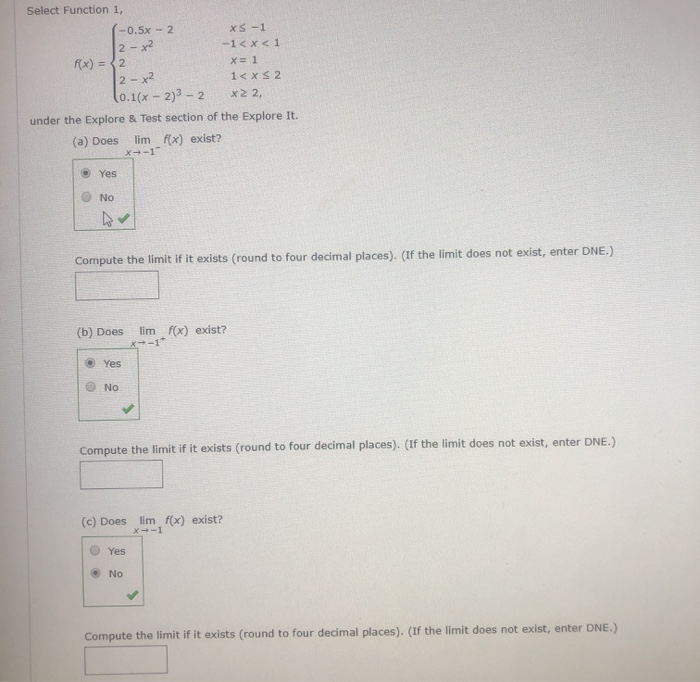 Solved Select Function 1, -0.5x - 2 XS-1 2-x2 -1 | Chegg.com