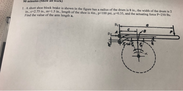 Solved 90 minutes (Show all work) A short shoe block brake | Chegg.com