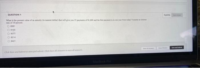 Solved QUESTION 1 What is the present value of an ulty (to | Chegg.com