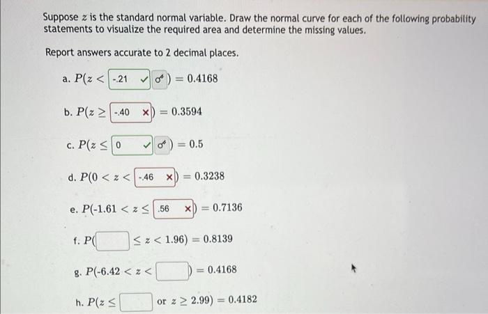 Solved Suppose z is the standard normal variable. Draw the | Chegg.com