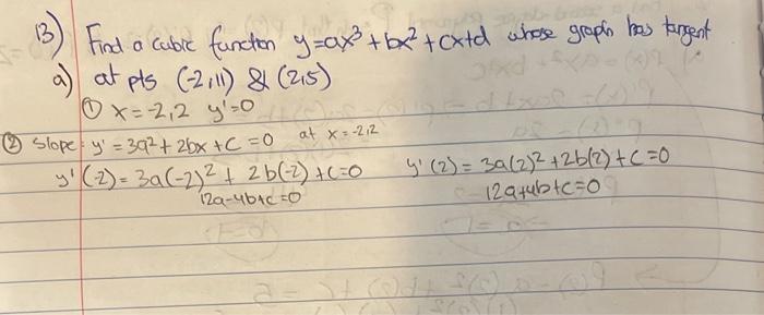 Solved Find A Cubic Function Yax3bx2cxd Whose Graph Has 