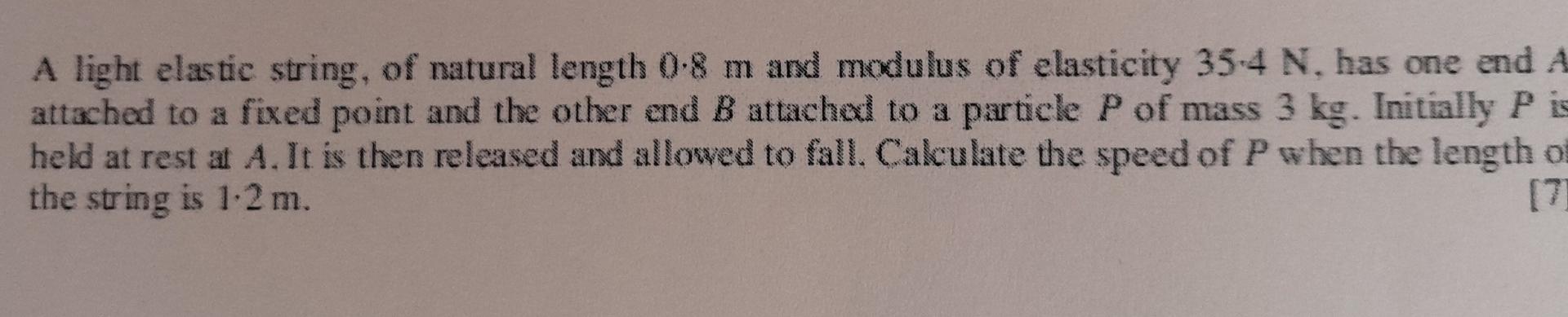 Solved A light elastic string, of natural length 0.8 m and | Chegg.com