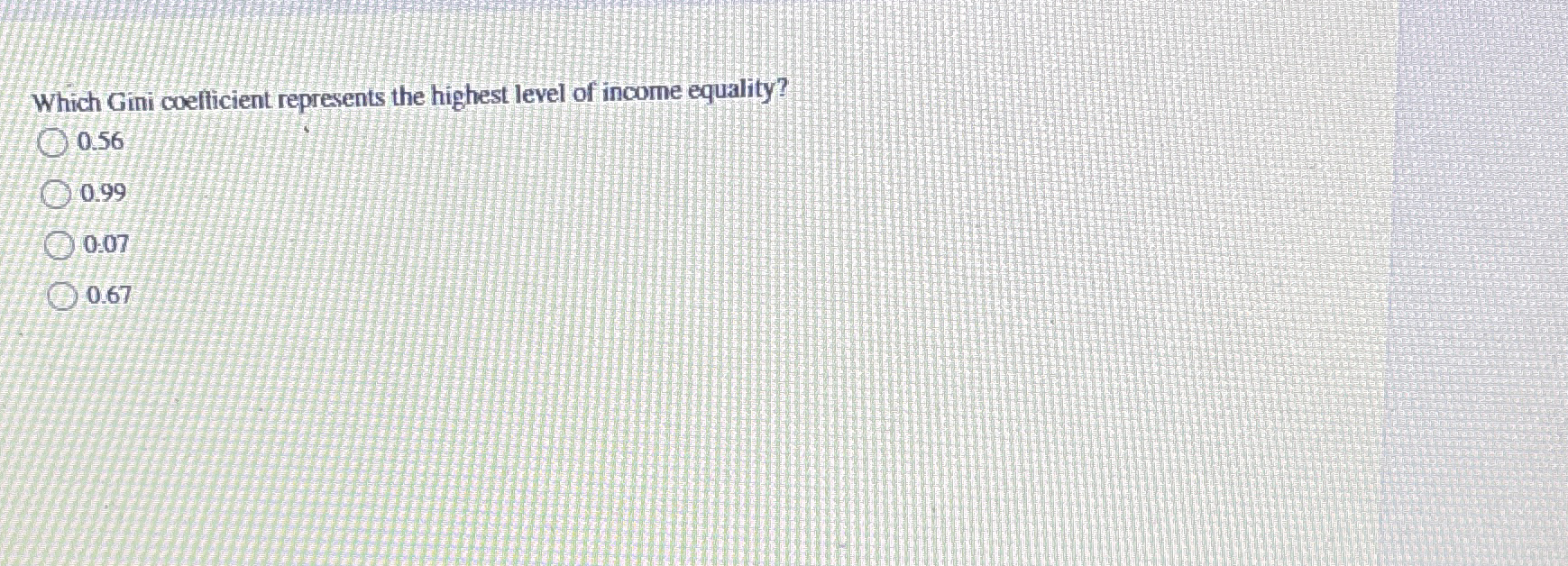 Solved Which Gimi coefficient represents the highest level | Chegg.com
