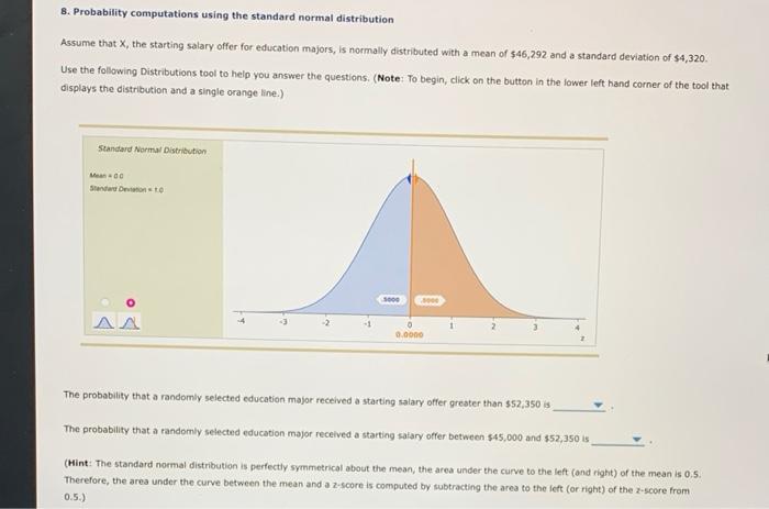 Solved 8. Probability computations using the standard normal | Chegg.com