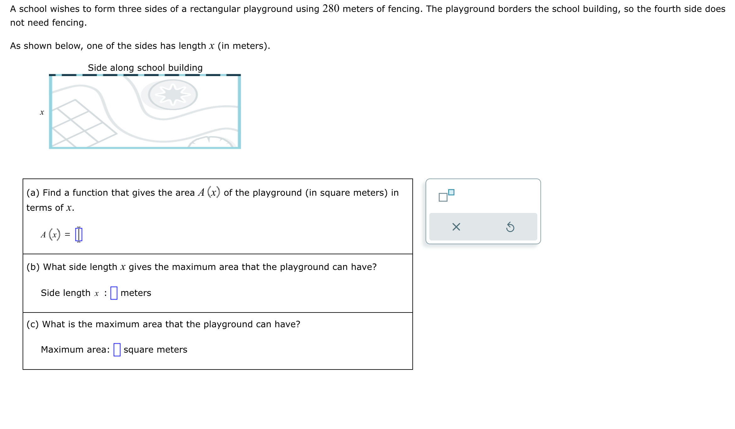 Solved A school wishes to form three sides of a rectangular | Chegg.com