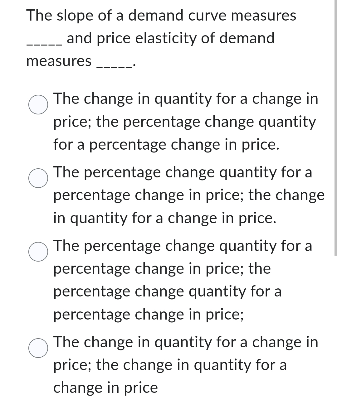 Solved The slope of a demand curve measures and price | Chegg.com