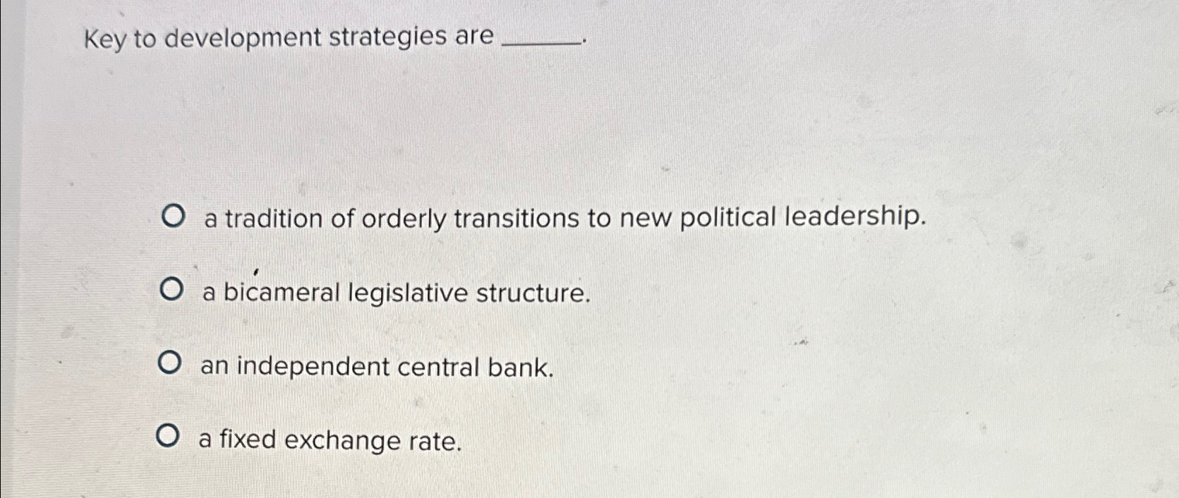 Solved Key to development strategies area tradition of | Chegg.com