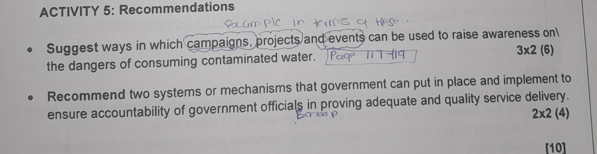 Solved ACTIVITY 5: Recommendations Example in terms of | Chegg.com