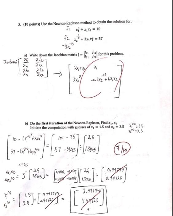 Solved 3. (10 points) Use the Newton-Raphson method to | Chegg.com