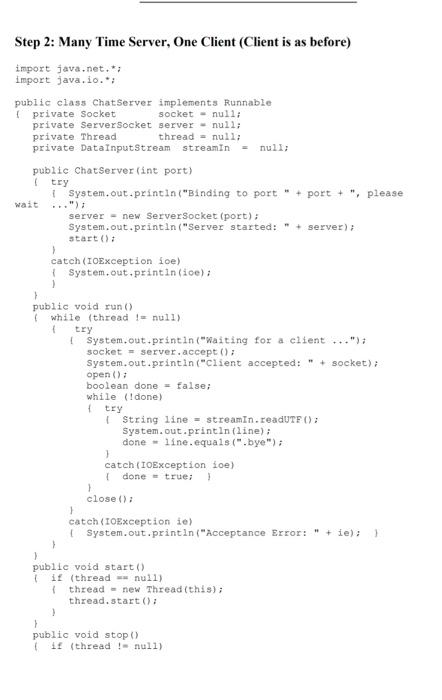 Solved chat system java project. please fill in the missing | Chegg.com
