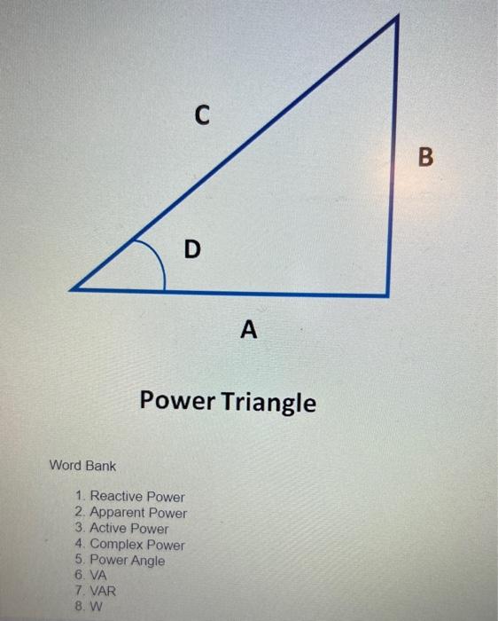 Solved Label the power triangle below and its units.A) ____ | Chegg.com
