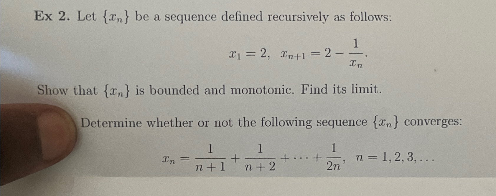 Ex 2.a). ﻿Let {xn} ﻿be a sequence defined recursively | Chegg.com