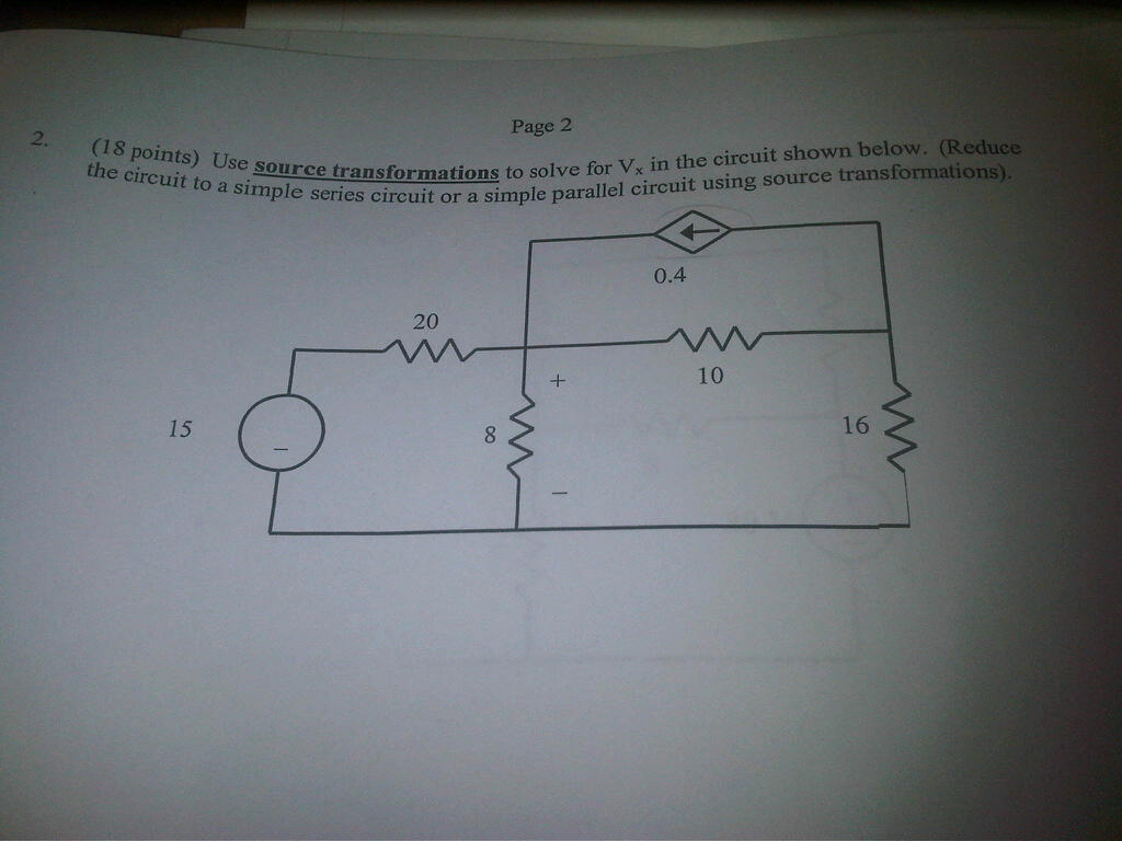 Solved Use Source Transformations To Solve For Vx In The