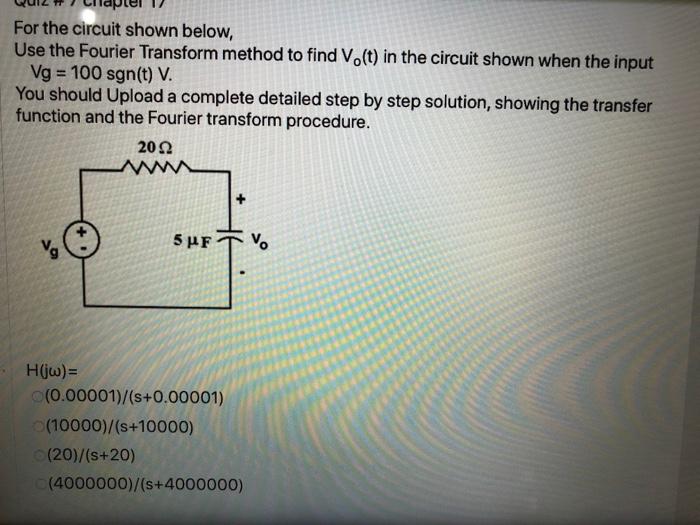 Solved For the circuit shown below, Use the Fourier | Chegg.com