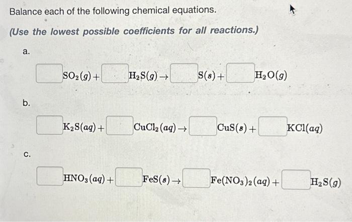 Solved Balance each of the following chemical equations. | Chegg.com