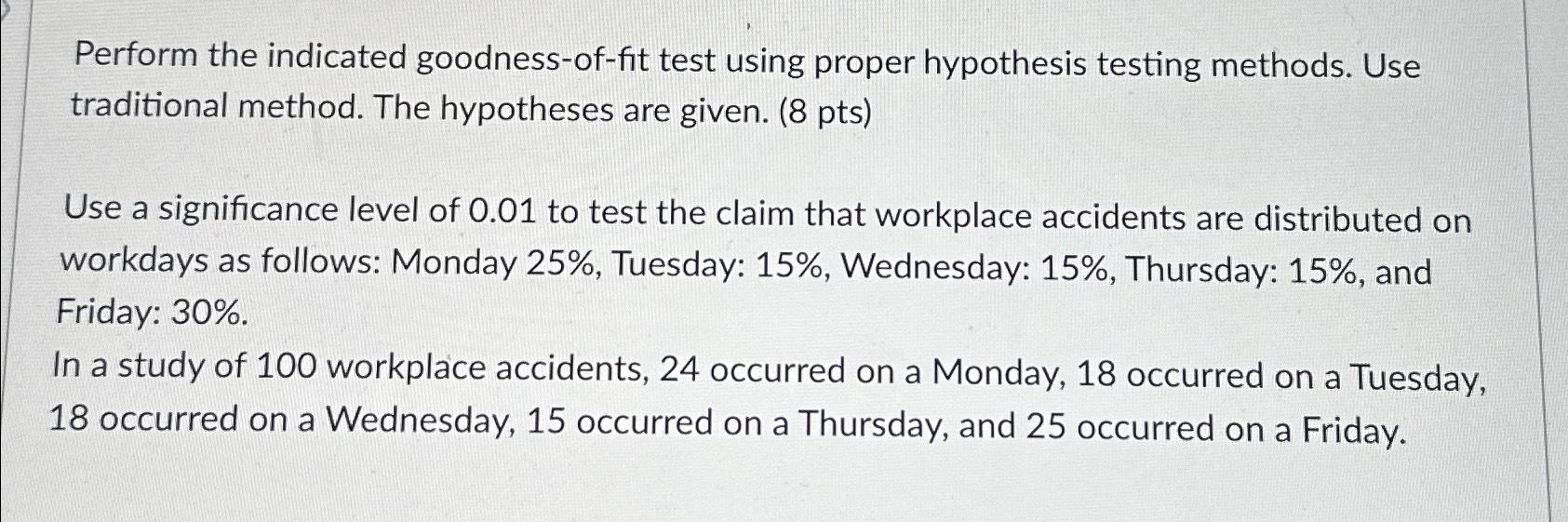 Solved Perform the indicated goodness-of-fit test using | Chegg.com