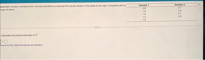 Solved Calculate the pooled estimate of e2 Round to four | Chegg.com