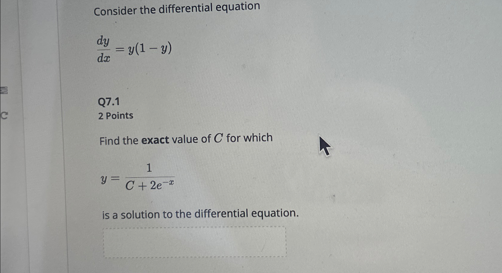 Solved Consider the differential equationdydx=y(1-y)Q7.12 | Chegg.com